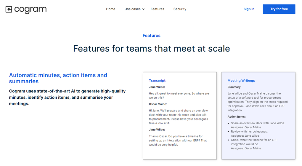 Cogram สำหรับ AI ผลิตภาพ: รีวิว, คุณสมบัติและการใช้งาน